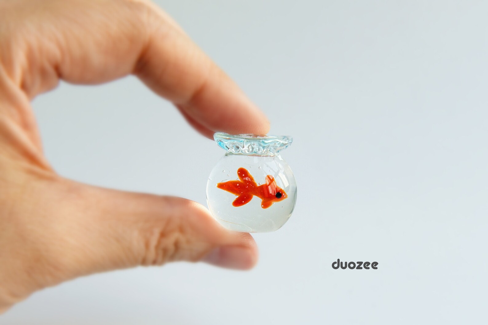 Handmade Lampwork Glass Miniature Goldfish Figurine, Goldfish Fishbowl ...