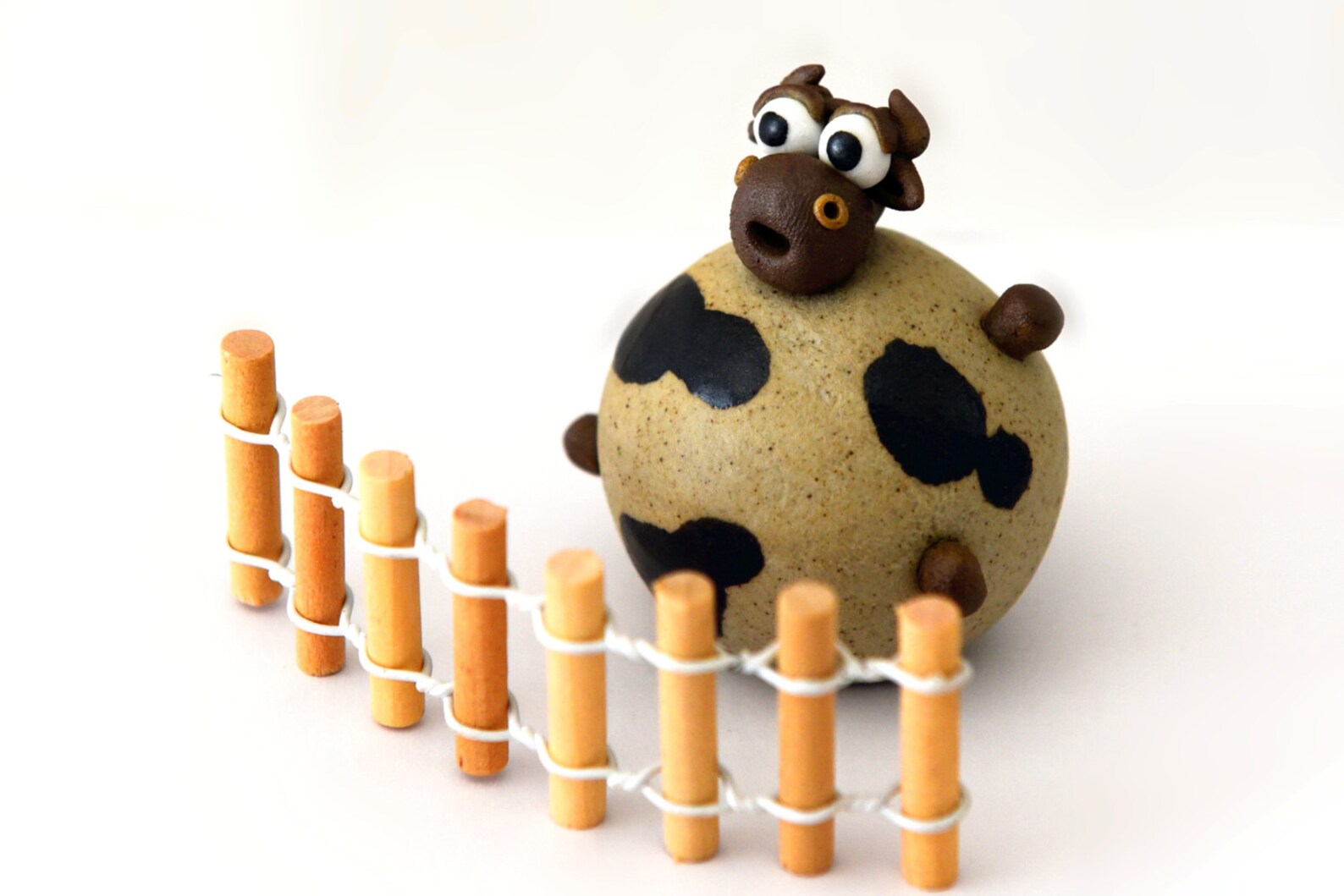 Cow Figurine Handmade Stoneware Cow Ceramic Cow With Fence | Etsy