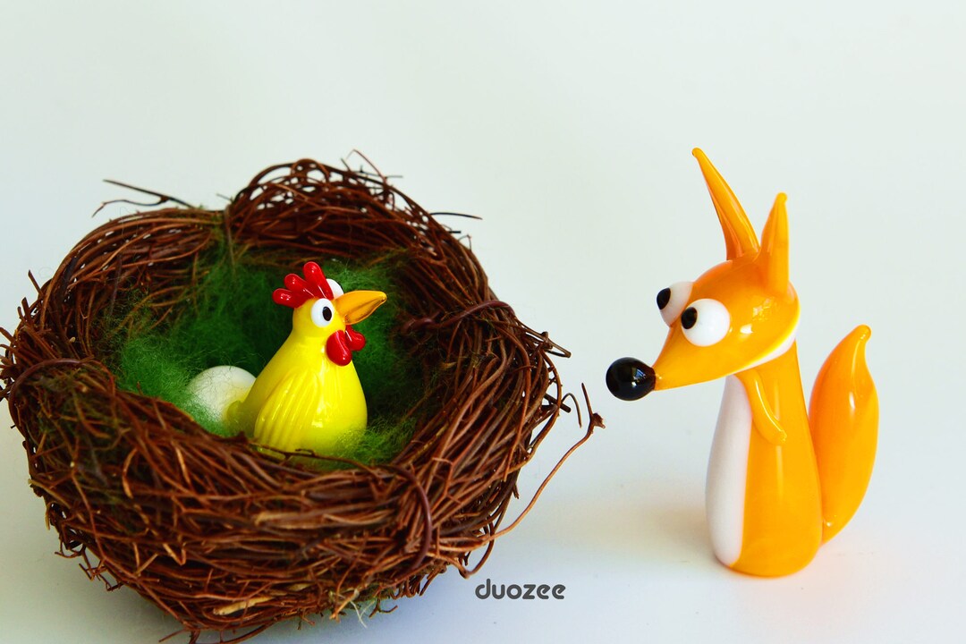 Handmade Lampwork Glass Fox Figurine, Whimsical Fox Statue, Glass ...