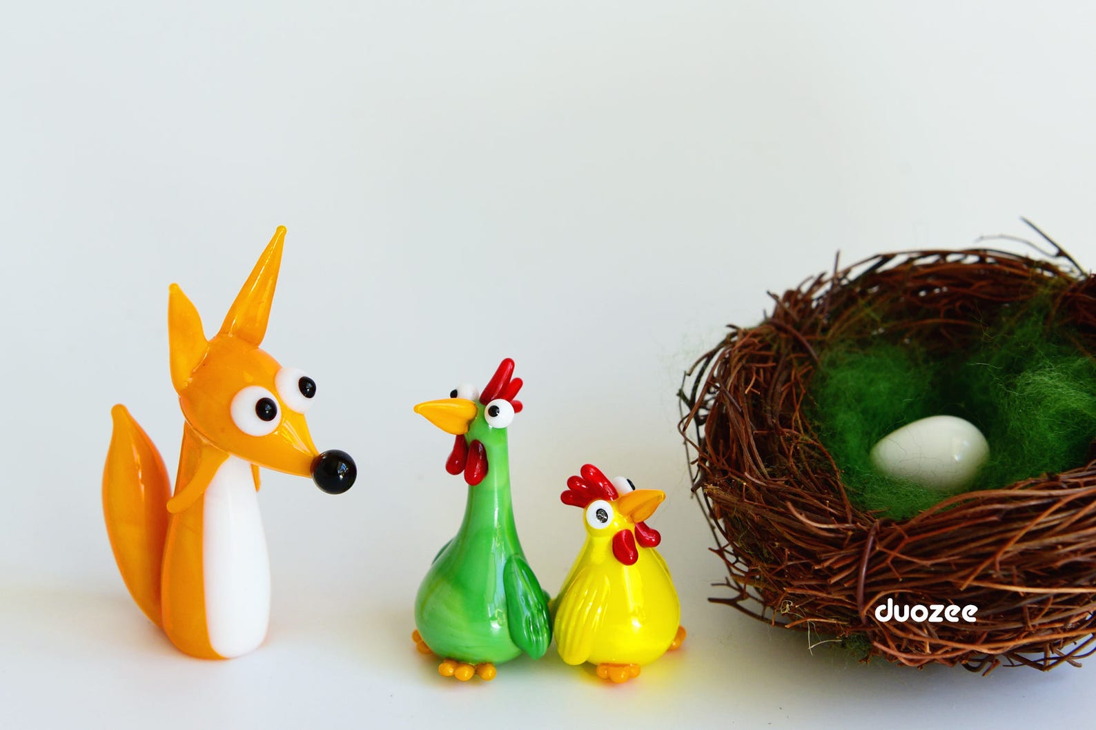 Handmade Lampwork Glass Fox Figurine, Whimsical Fox Statue, Glass ...