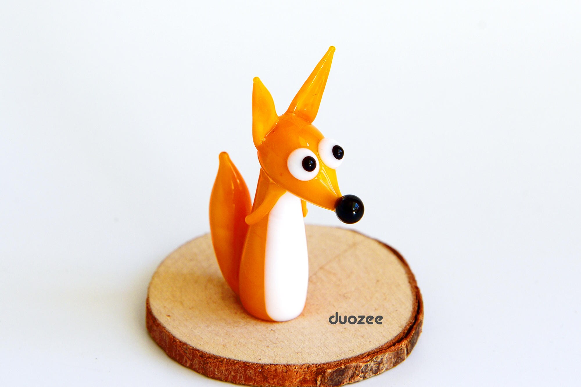 Handmade Lampwork Glass Fox Figurine, Whimsical Fox Statue, Glass ...