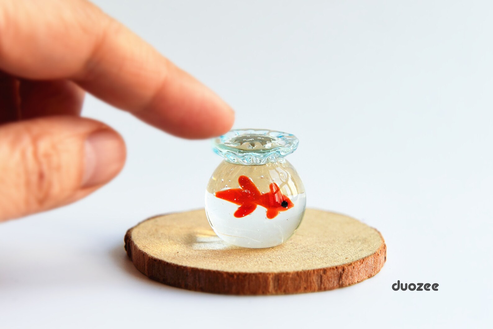Handmade Lampwork Glass Miniature Goldfish Figurine, Goldfish Fishbowl ...