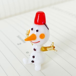 Handmade Collectible Lampwork Glass Miniature Snowman Figurine, OLAF ...