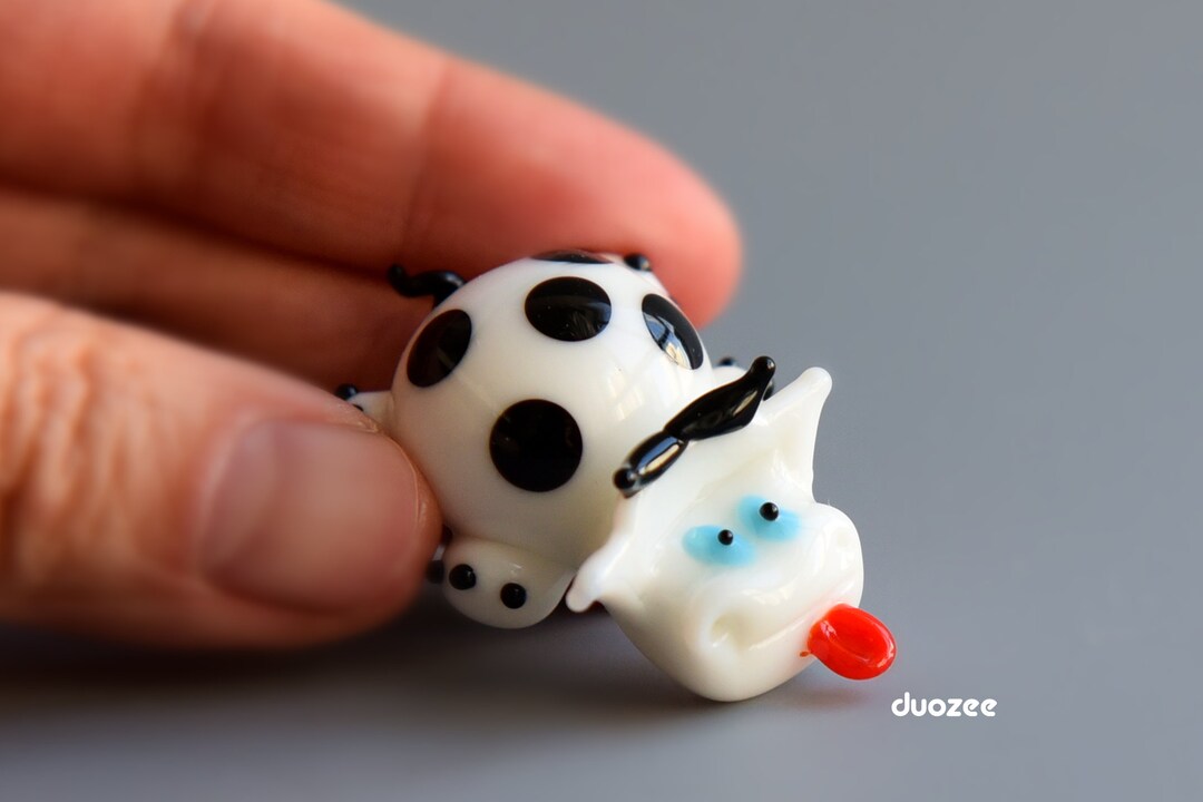 1.75"long Miniature Cow Figurine, Micro Miniature Cow Figure, Lampwork ...