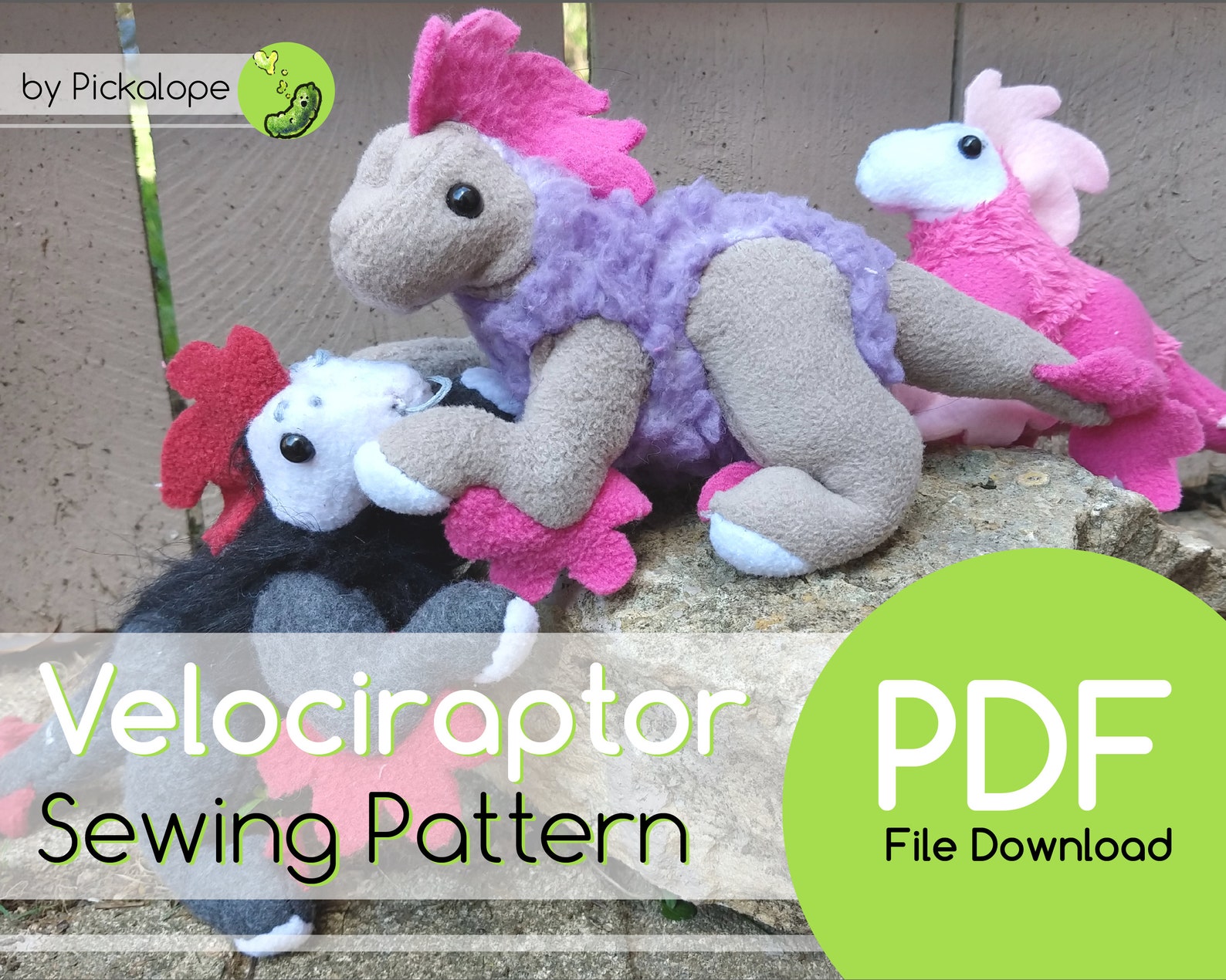 Simple Feathered Velociraptor Plush Sewing Pattern Digital Download PDF ...