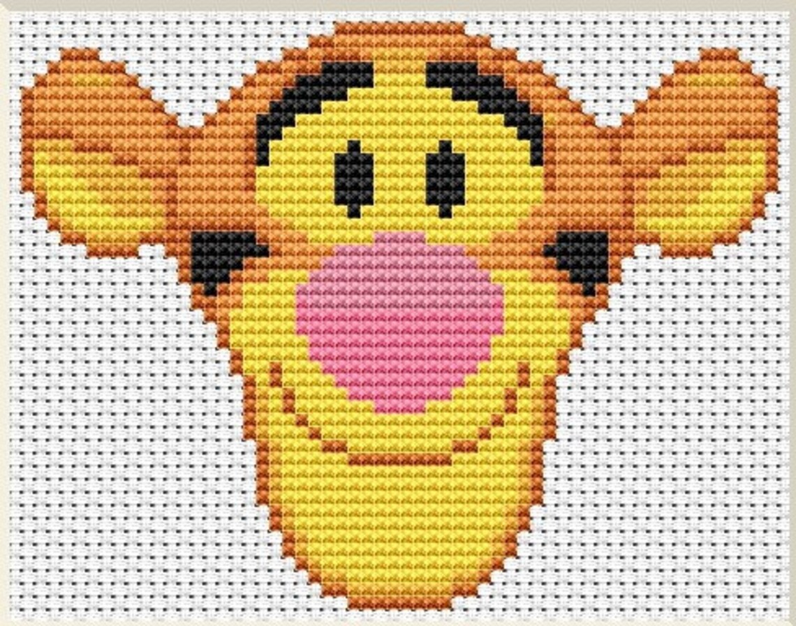 TIGGER EMOJI Easy Cross Stitch Pattern PDF Cute Nursery - Etsy