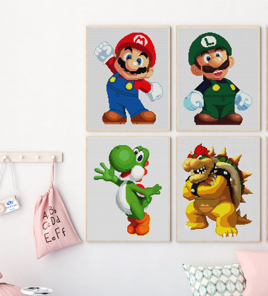 SUPER MARIO Cross Stitch Pattern PDF Set Super Mario Luigi - Etsy
