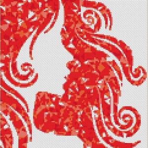 RUBY GIRL Silhouette Cross Stitch Pattern PDF, Colorful Embroidery ...