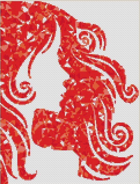 RUBY GIRL Silhouette Cross Stitch Pattern PDF Colorful - Etsy