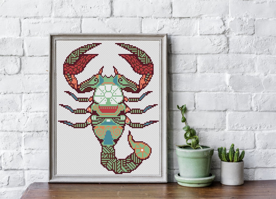 SCORPIO ZODIAC Cross Stitch Pattern PDF Modern Embroidery | Etsy