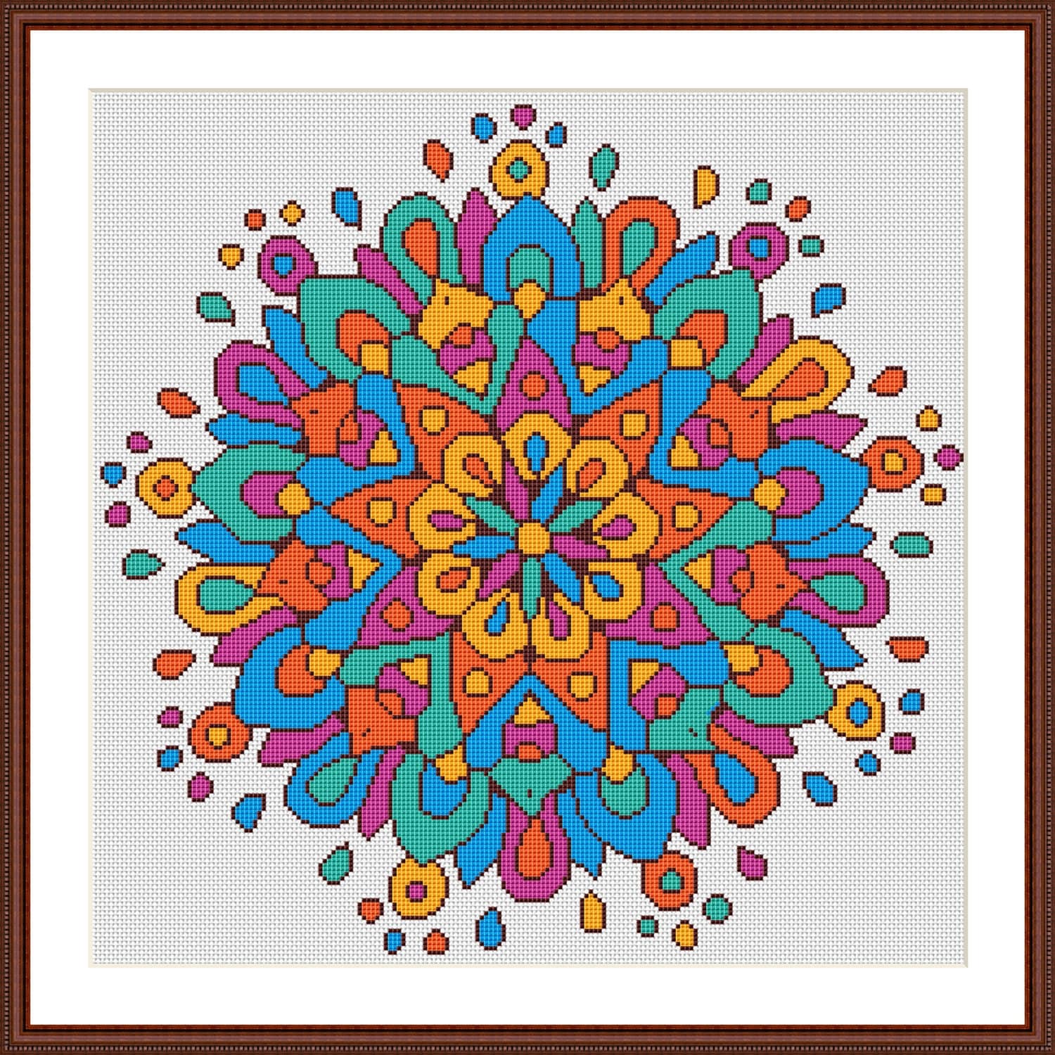 MANDALA 2 Cross Stitch Pattern PDF, Colorful Mandala Embroidery Chart ...