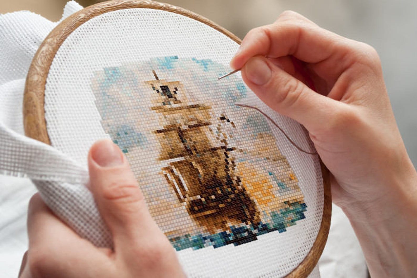 SAILING SHIP Cross Stitch Pattern PDF, Sail Ship Sea Boat Counted Cross ...