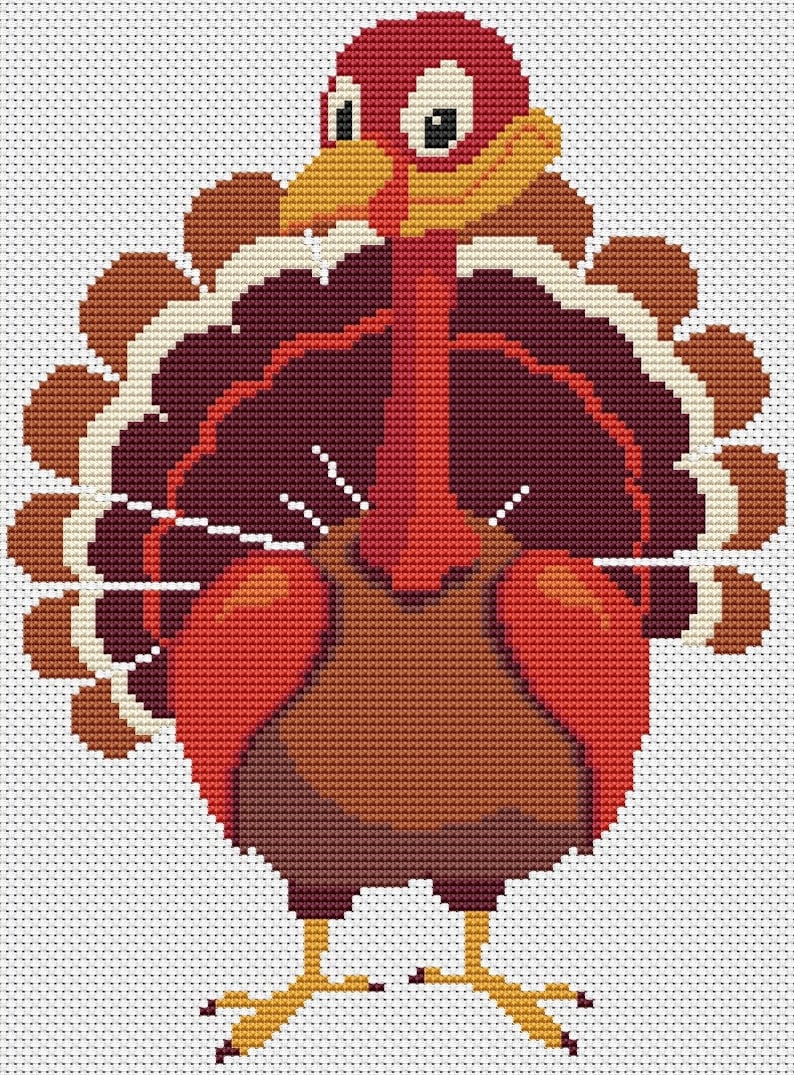 THANKSGIVING Turkey Cross Stitch Pattern PDF Cute Nursery - Etsy