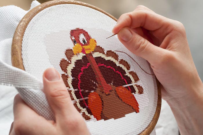 THANKSGIVING Turkey Cross Stitch Pattern PDF, Cute Nursery Wall Art ...