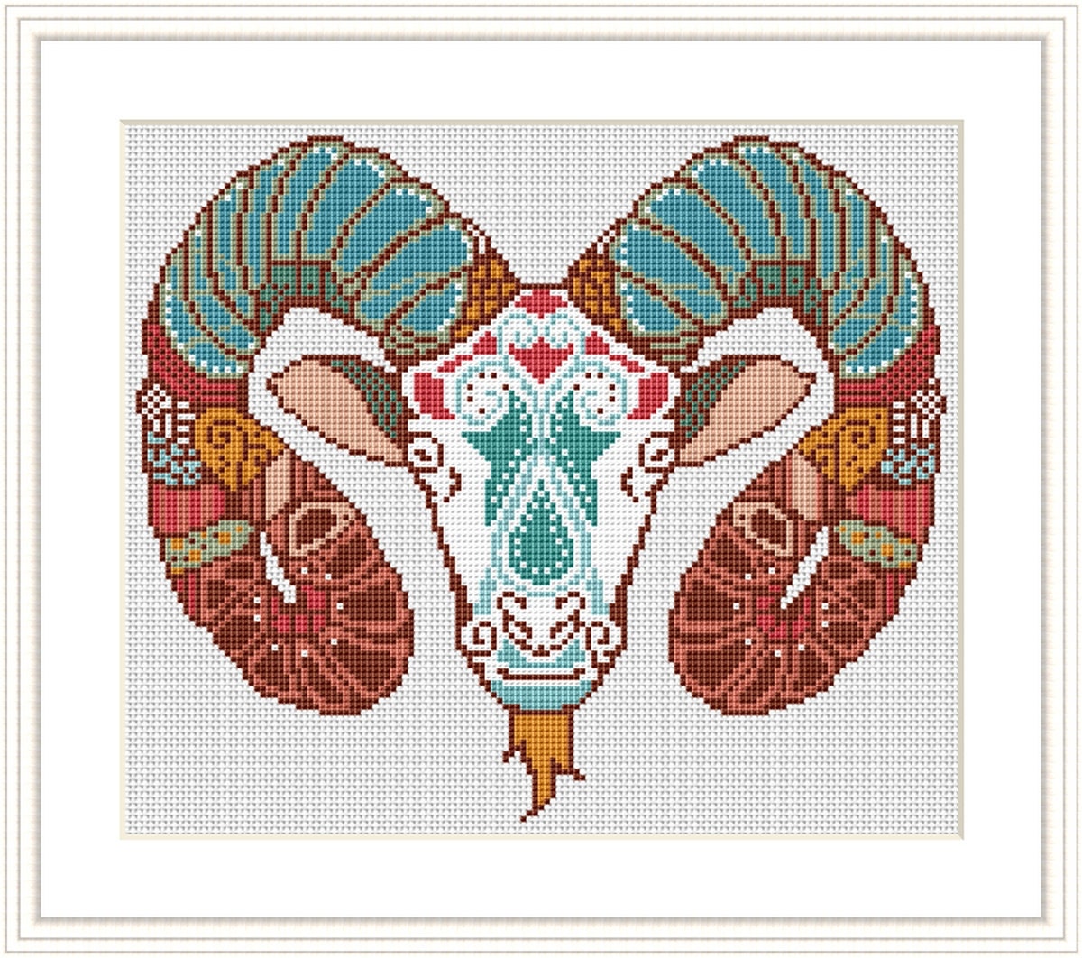 ARIES ZODIAC Cross Stitch Pattern PDF, Animal Embroidery Nursery Art ...