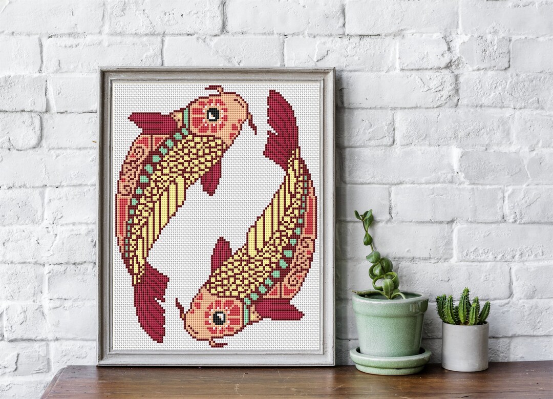 PISCES ZODIAC Cross Stitch Pattern PDF, Modern Embroidery Chart, Art ...