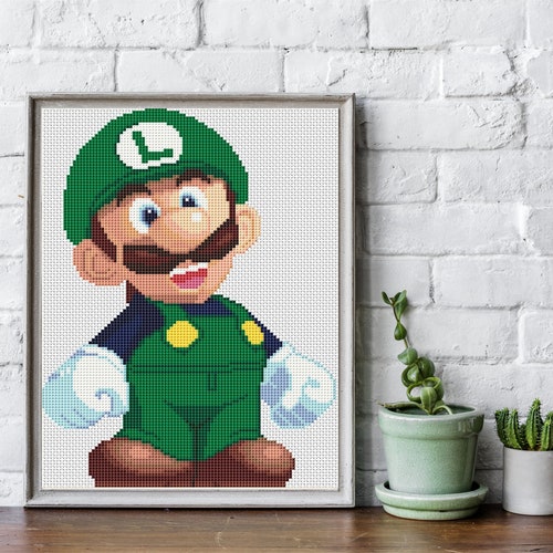 SUPER LUIGI Cross Stitch Pattern PDF Cute Embroidery Wall - Etsy
