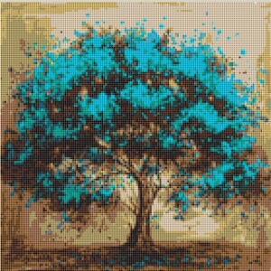 BLUE TREE Cross Stitch Pattern PDF, Modern Art Decor Embroidery Chart ...