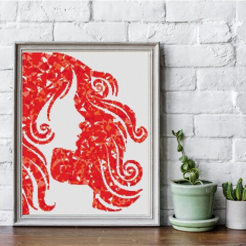 RUBY GIRL Silhouette Cross Stitch Pattern PDF Colorful - Etsy
