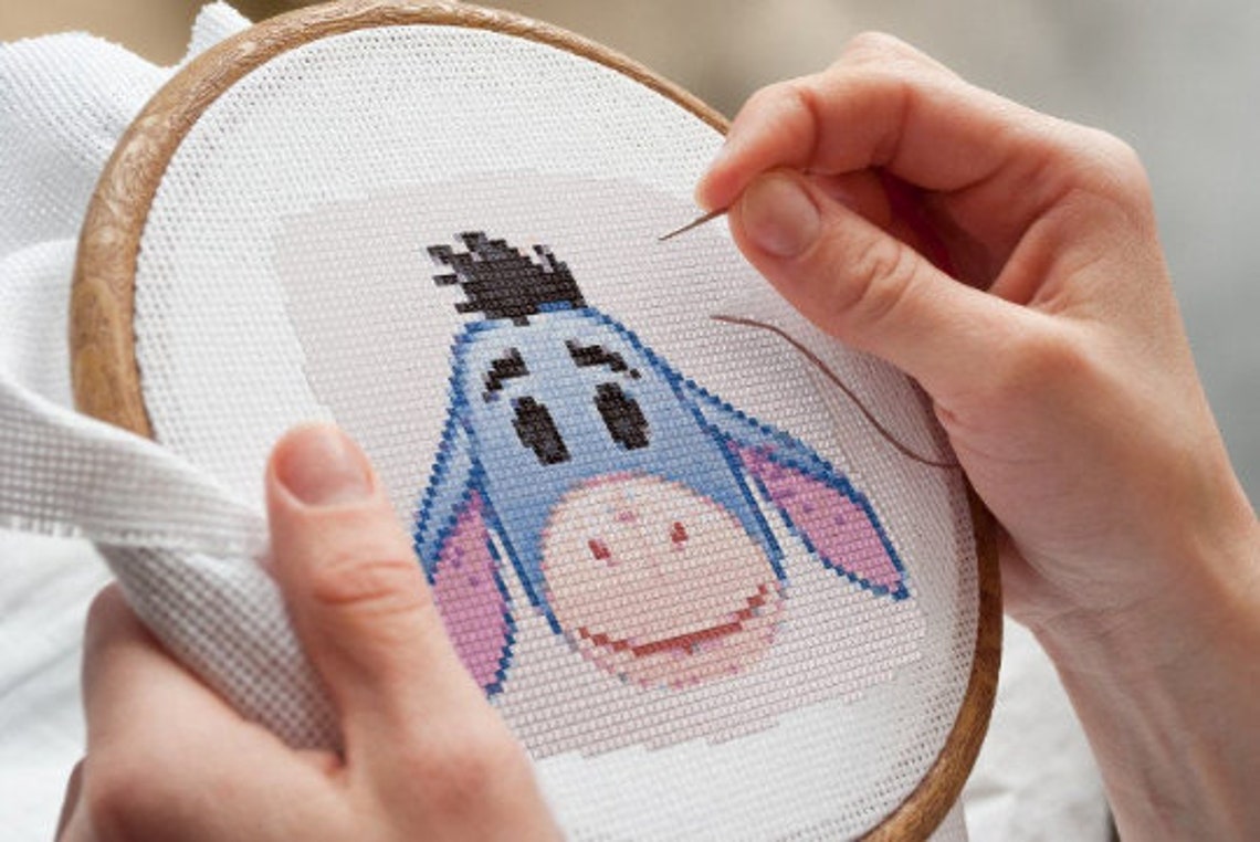 EEYORE EMOJI Easy Cross Stitch Pattern PDF, Cute Nursery Decor, Emoji ...