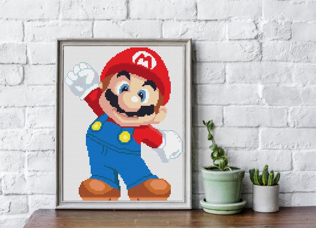 SUPER MARIO Cross Stitch Pattern PDF, Cute Embroidery Wall Decor, Mario ...