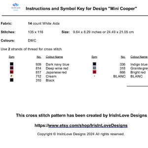 MINI COOPER Cross Stitch Pattern PDF, Cute Embroidery Nursery Wall ...