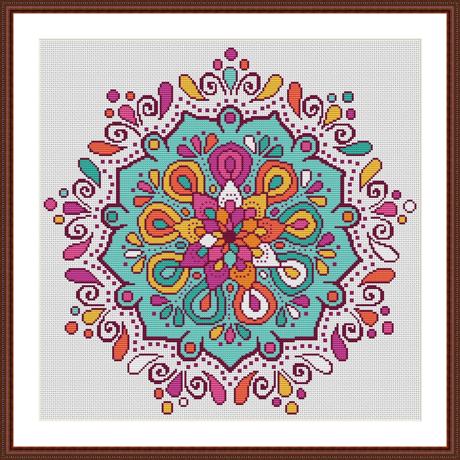 MANDALA 1 Cross Stitch Pattern PDF Colorful Mandala - Etsy