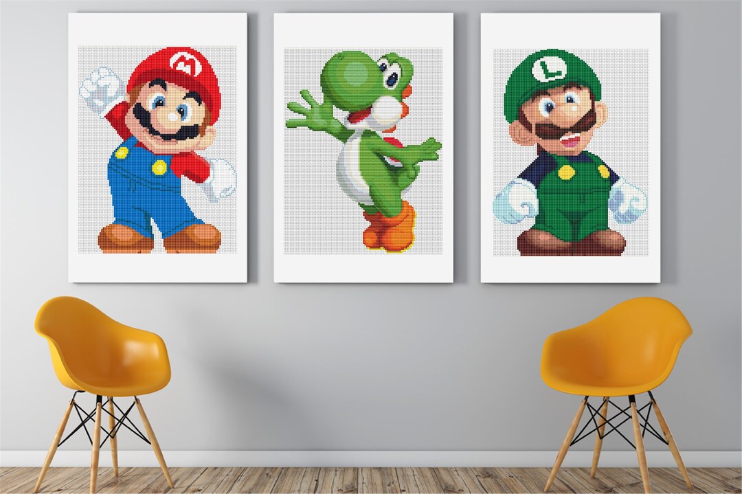 SUPER MARIO SET Cross Stitch Patterns Pdf, Modern Game Embroidery Art ...