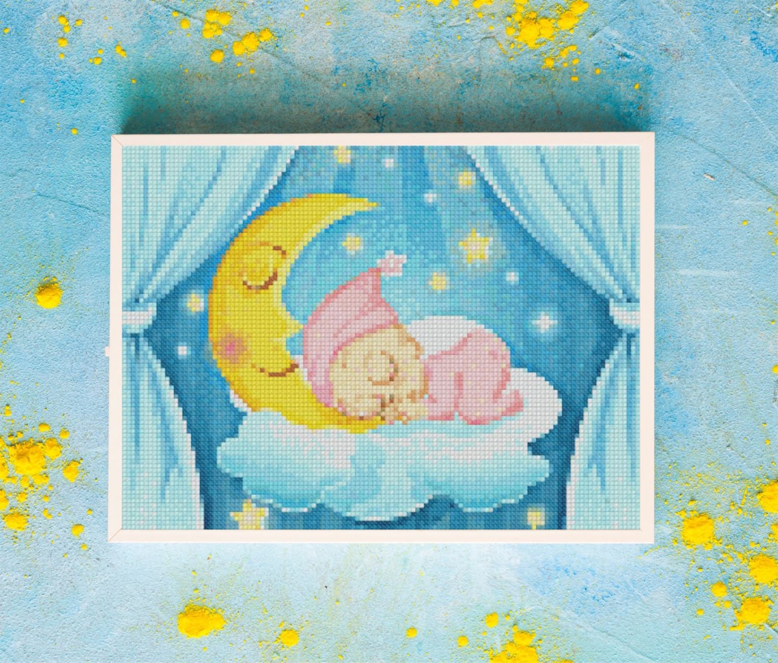 SLEEPING BABY Cross Stitch Pattern PDF, Baby Shower Girl Counted Cross ...
