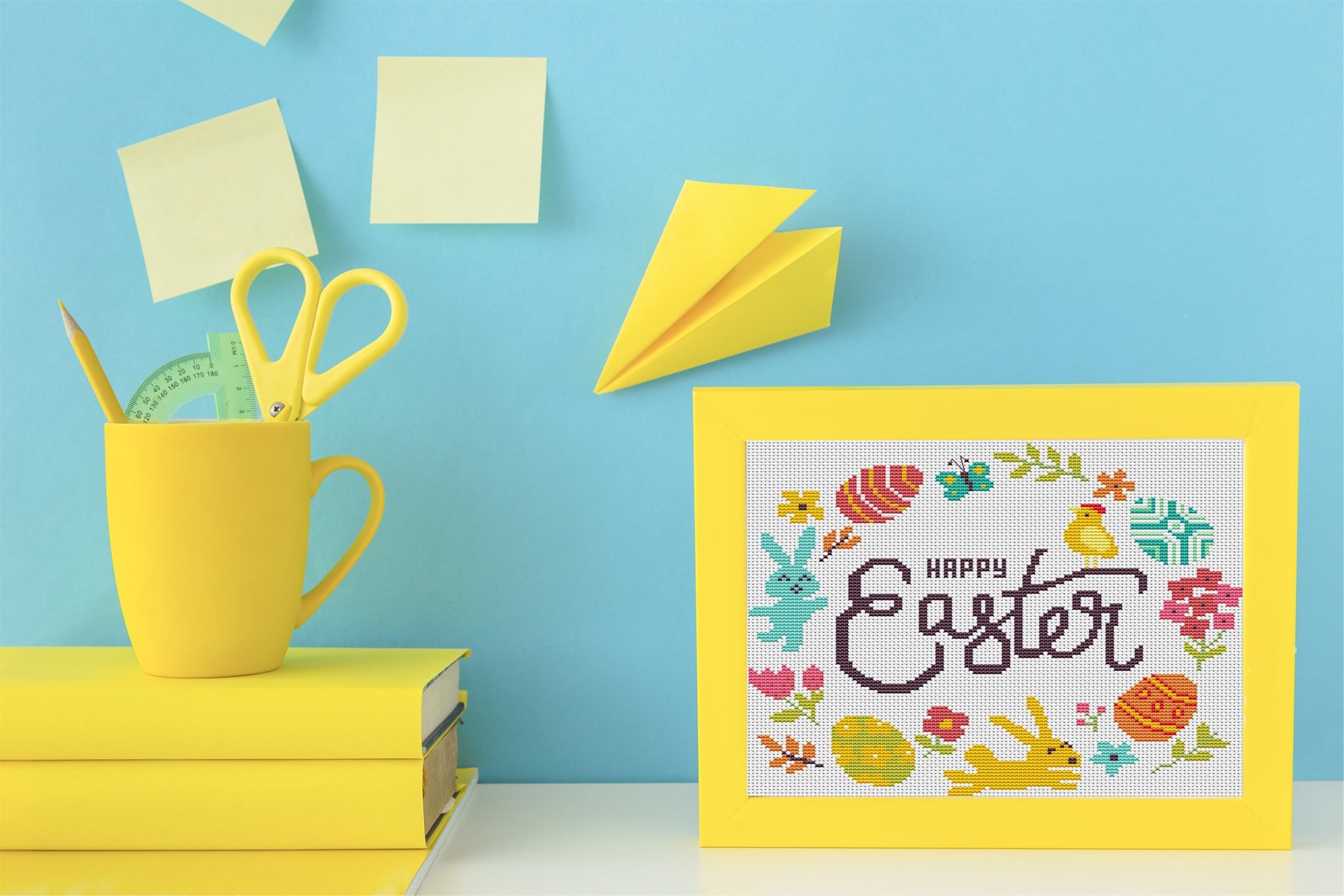 HAPPY EASTER Cross Stitch Pattern PDF Cute Nursery Embroidery Easter ...