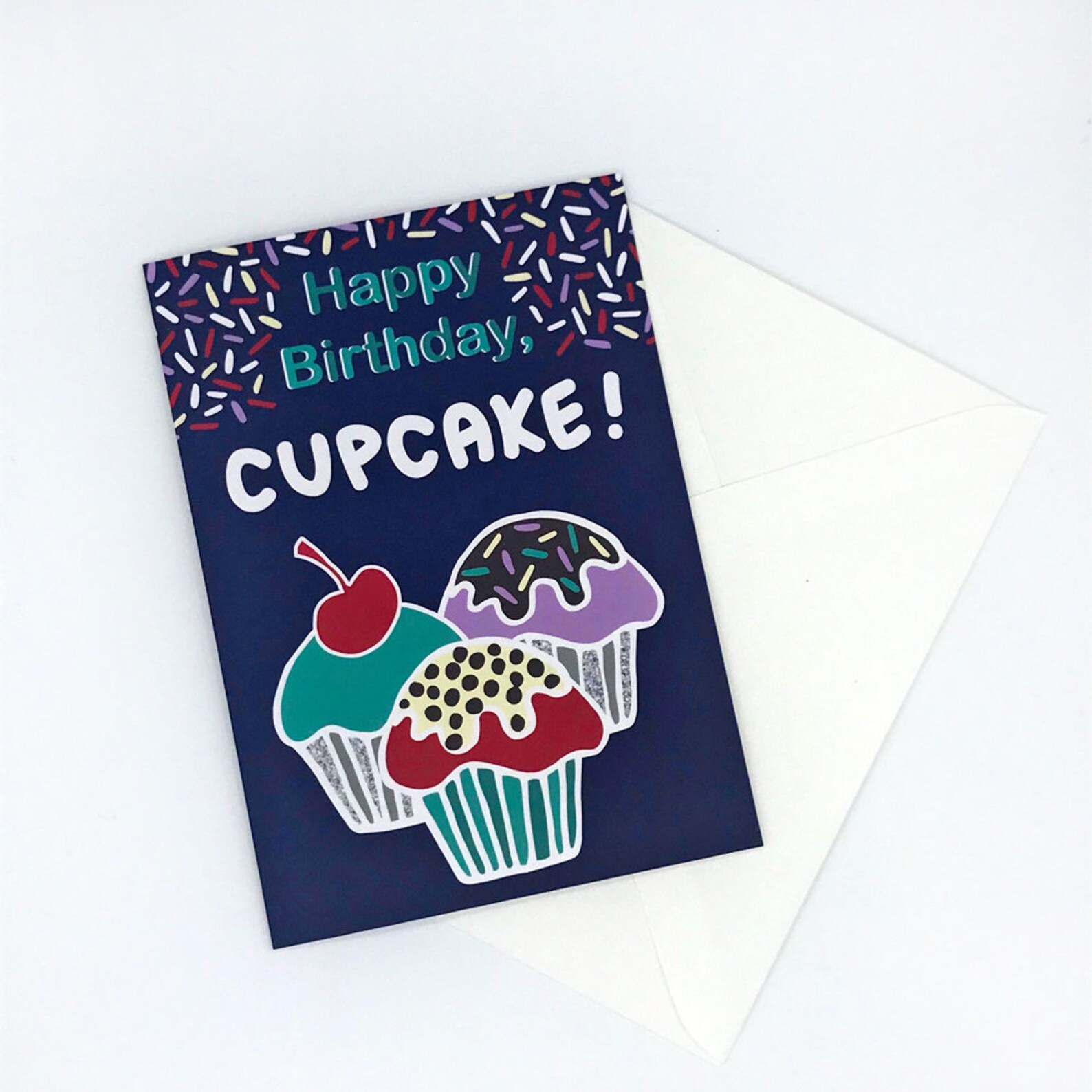 Cupcake Greeting Card Happy Birthday Cupcake Card Cute Birthday Card ...