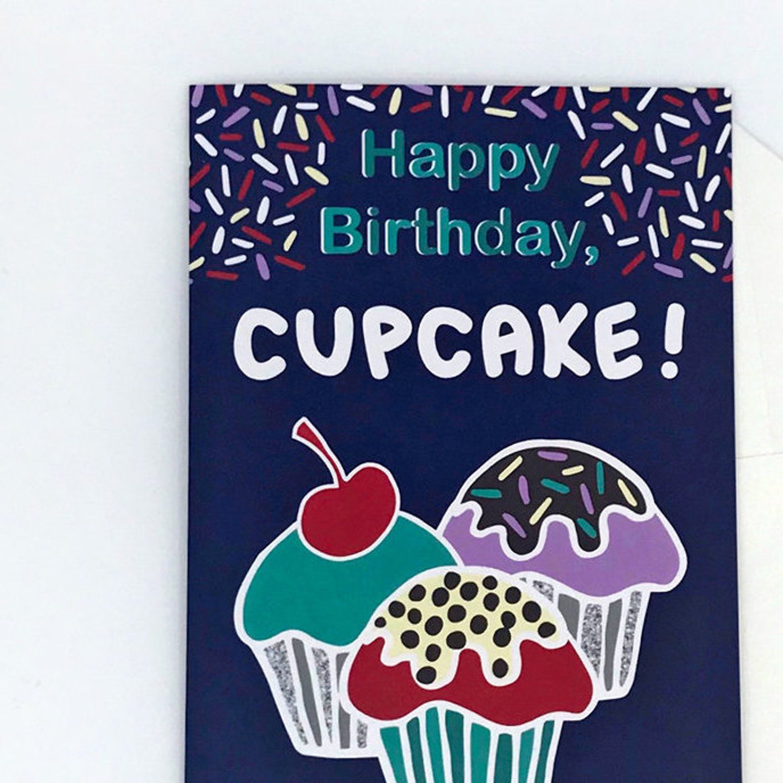 Cupcake Greeting Card Happy Birthday Cupcake Card Cute Birthday Card ...