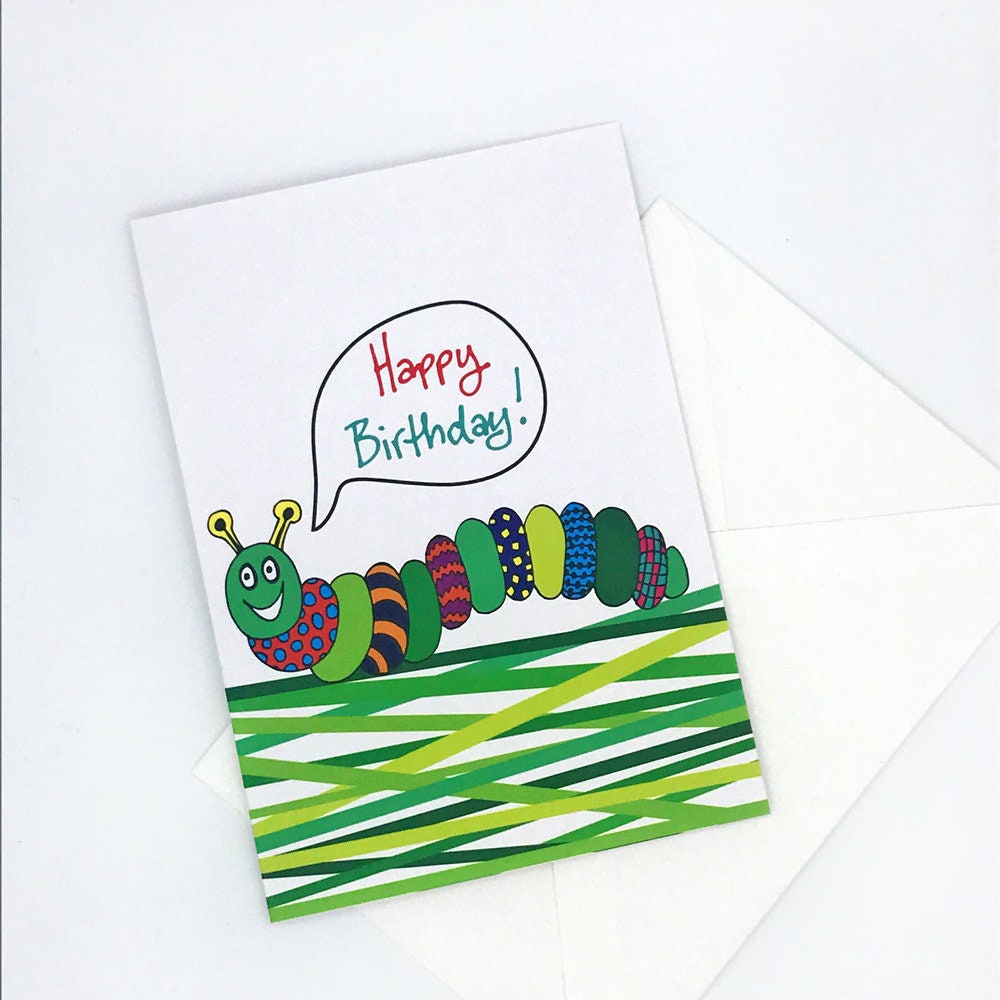 Caterpillar Birthday Card Bug Birthday Card Caterpillar - Etsy