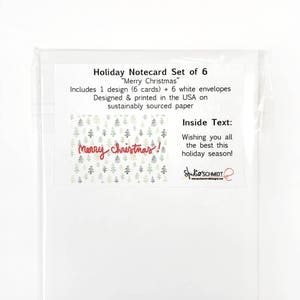 Merry Christmas Cards, Holiday Note Card Set of 6, Christmas Tree ...