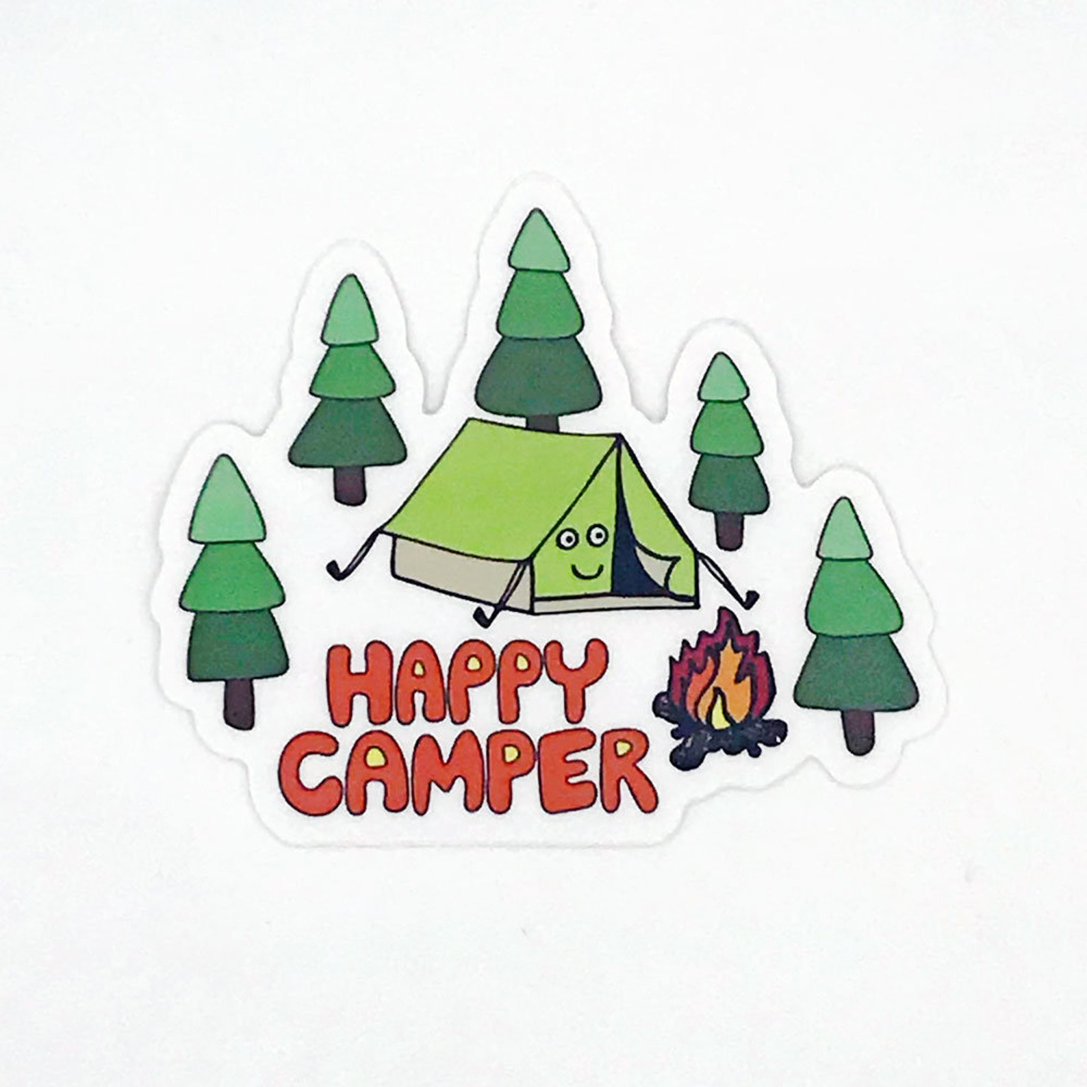 Happy Camper Sticker Cute Laptop Sticker Camping Gift for Her Vinyl ...