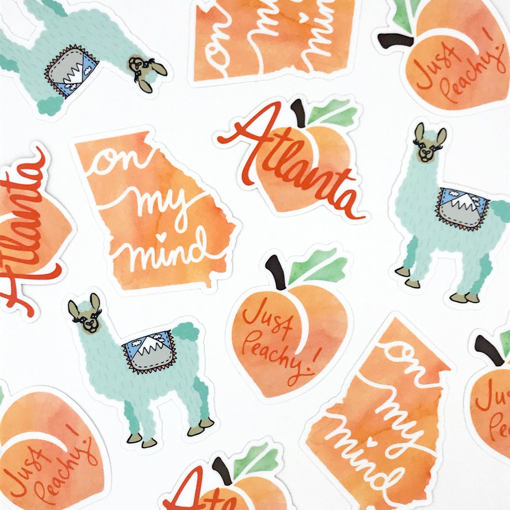 Atlanta Sticker Atlanta Peach Sticker Vinyl Sticker Laptop - Etsy