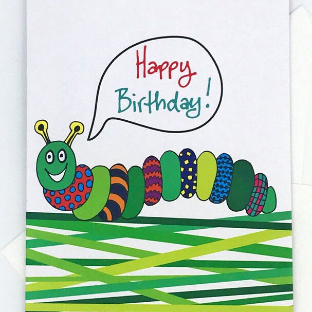 Caterpillar Birthday Card Bug Birthday Card Caterpillar - Etsy