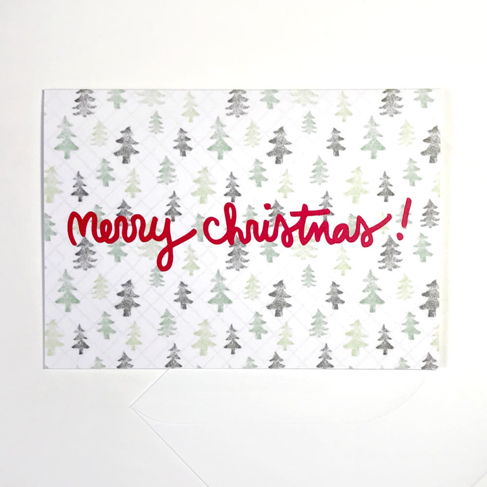 Merry Christmas Cards, Holiday Note Card Set of 6, Christmas Tree ...