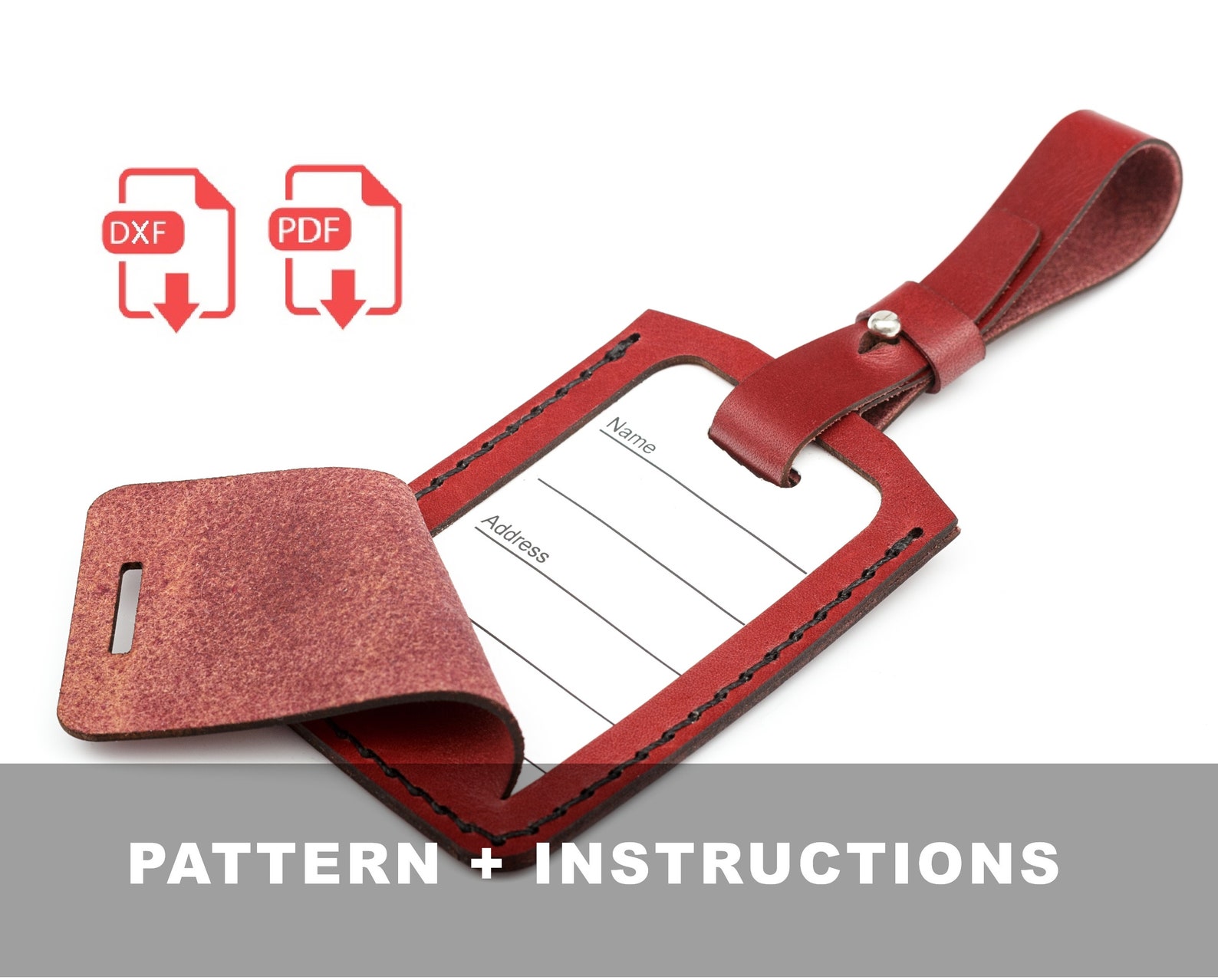 Laser and PDF Leather Luggage Tag Pattern - Etsy