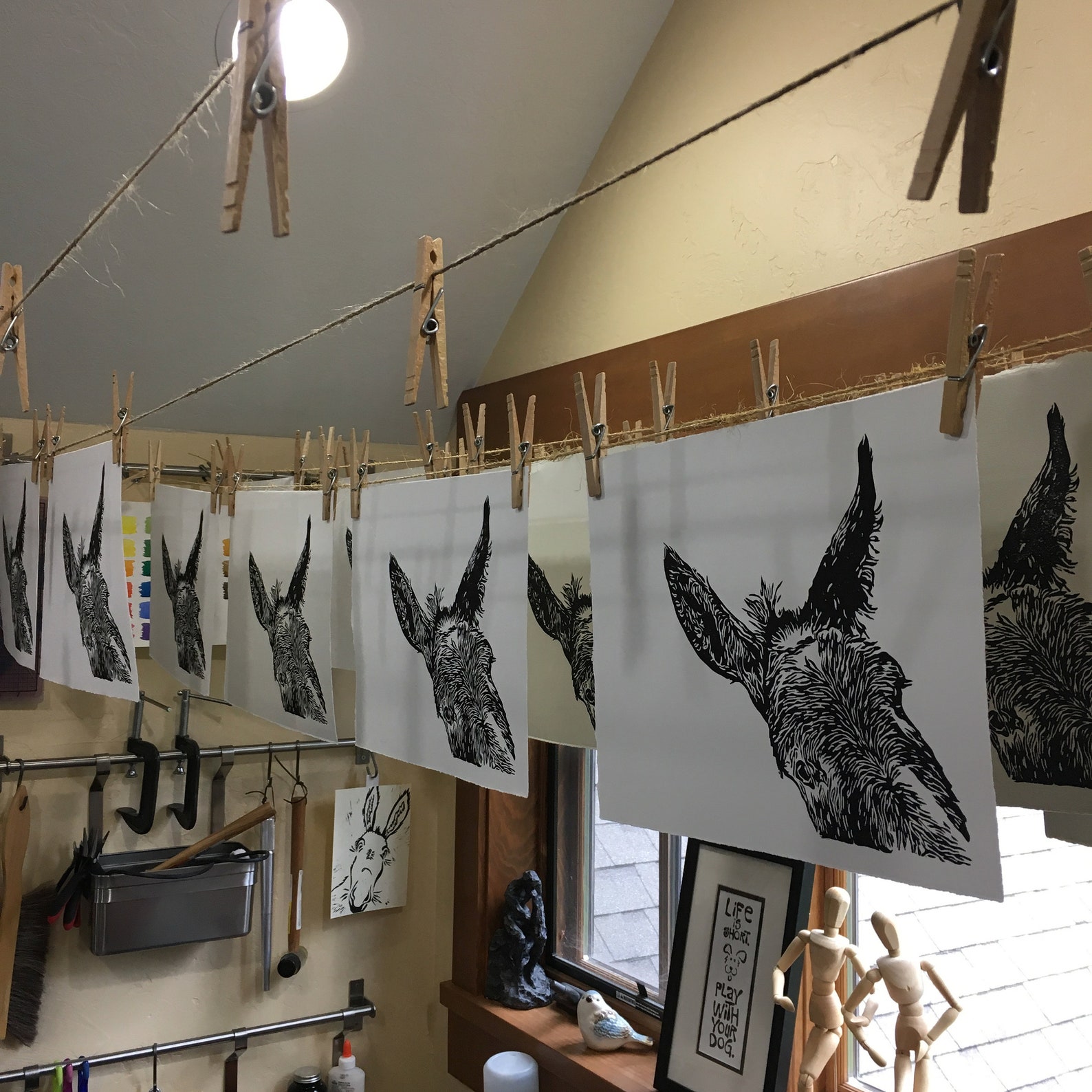 Original Donkey Linocut Art Print - Etsy