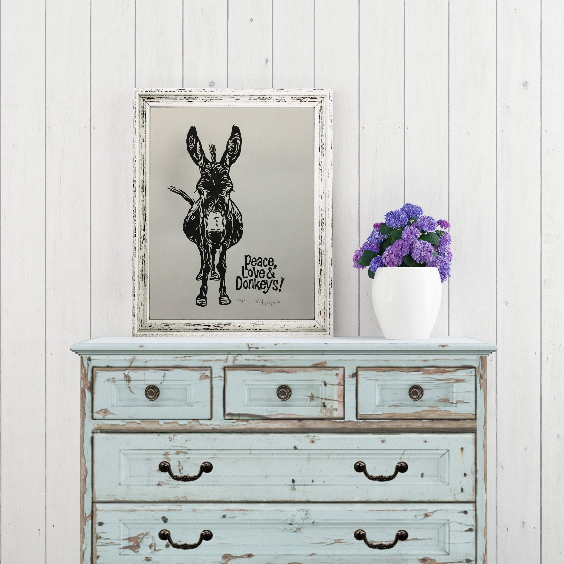 Original Donkey Linocut Art Print - Etsy