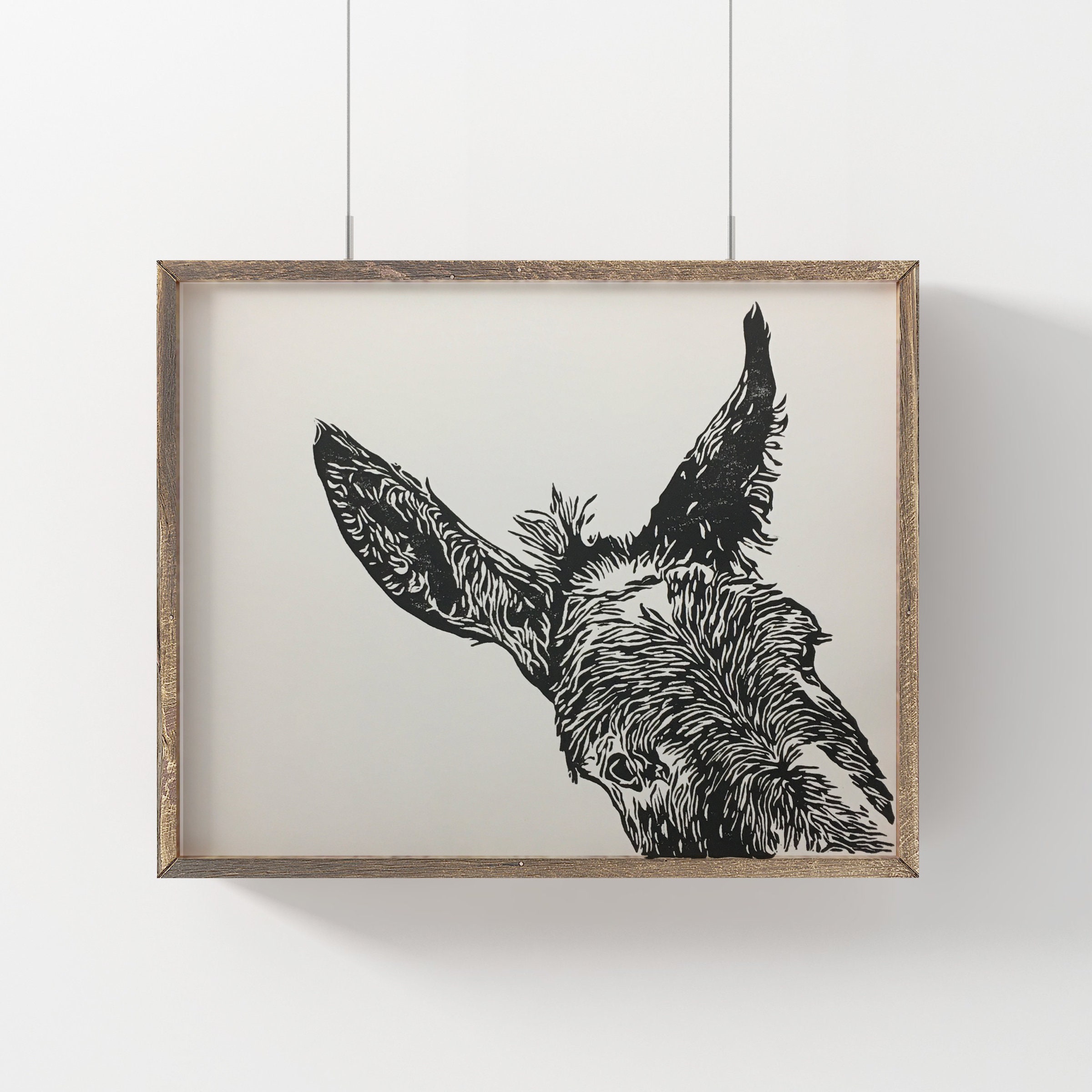 Original Donkey Linocut Art Print - Etsy