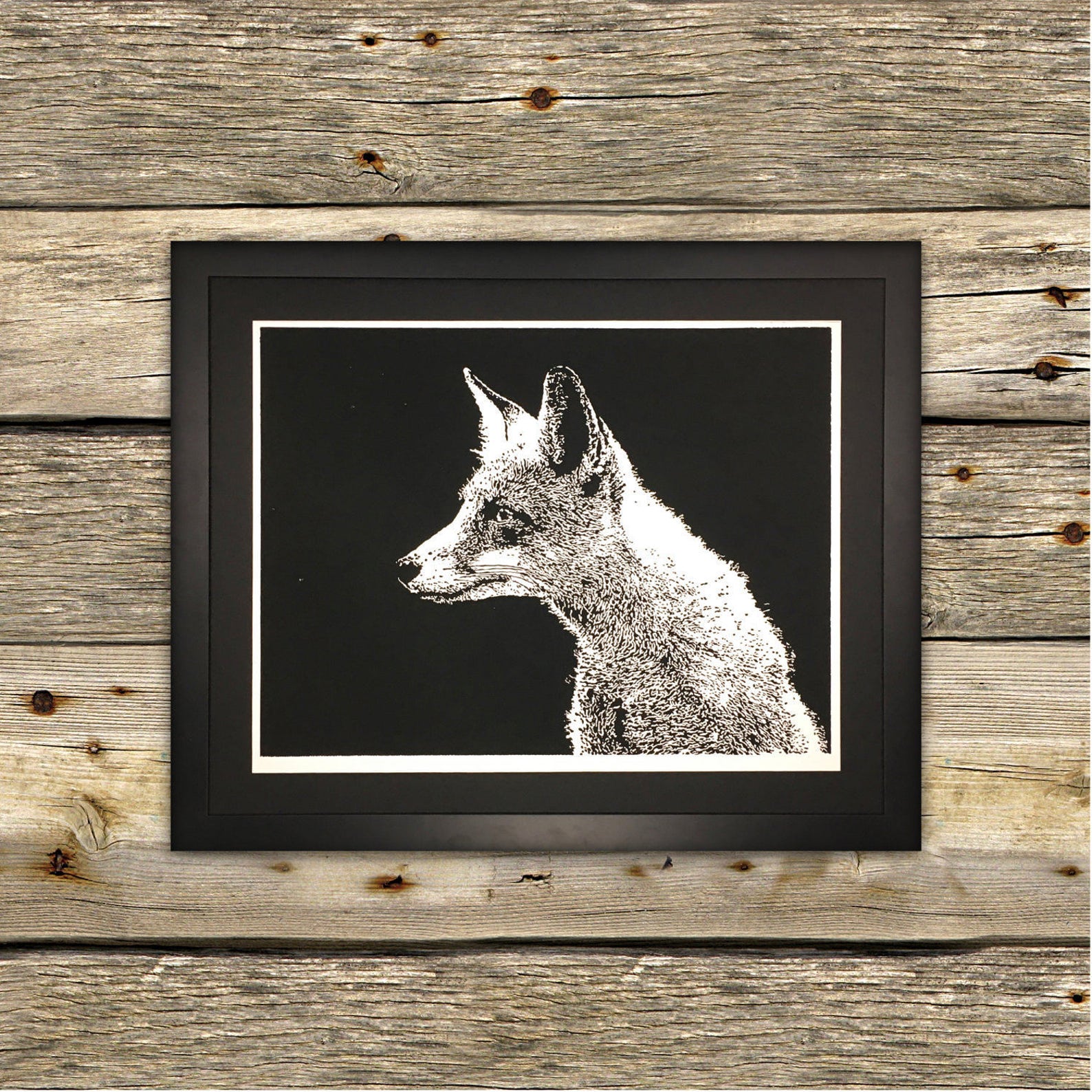 Original Fox Art Print, Large Hand-pulled Wildlife Linocut - Etsy