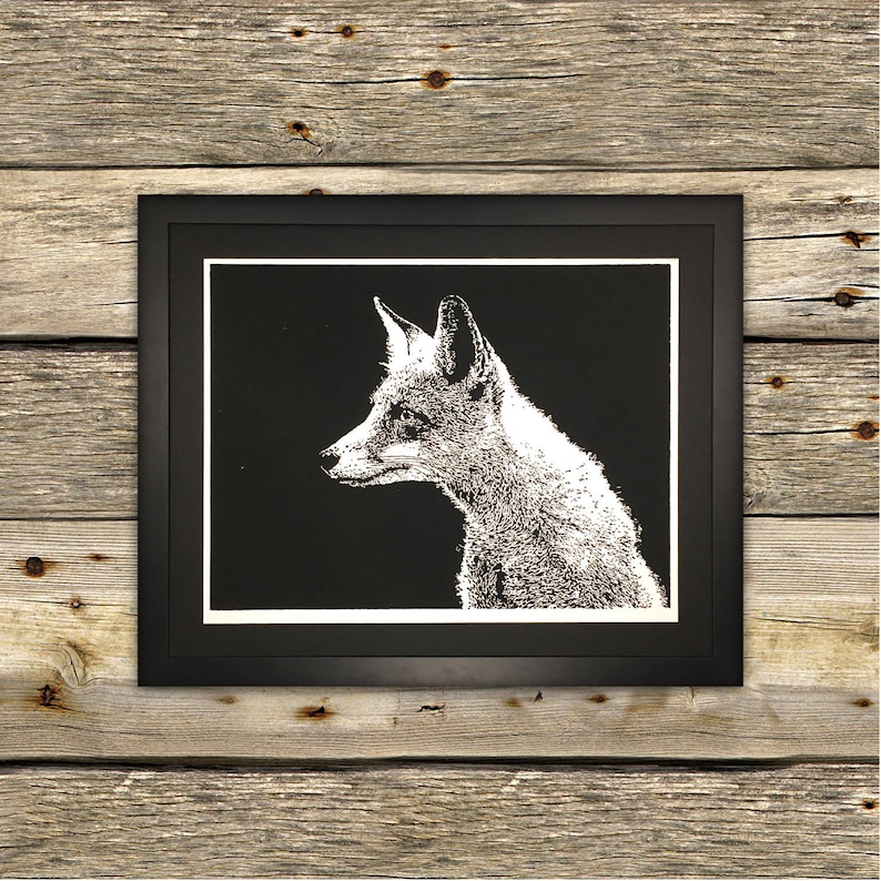 Original Fox Art Print Large Hand-pulled Wildlife Linocut - Etsy