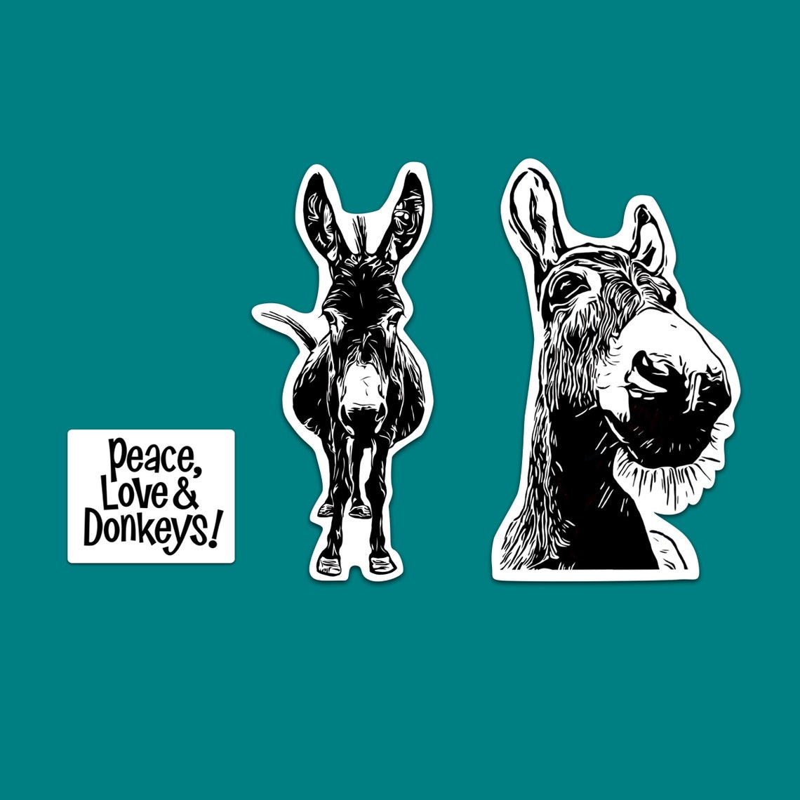 Donkey Sticker Set of 3 - Etsy