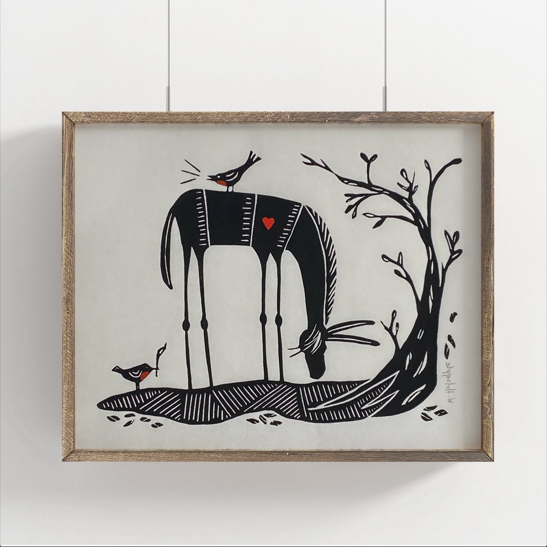 Original "donkey Love" Linocut Artwork - Etsy