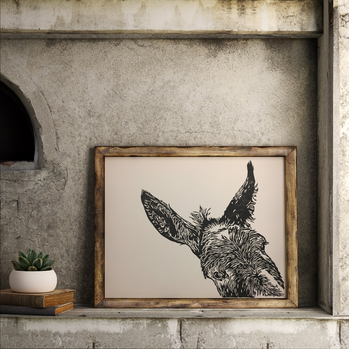 Original Donkey Linocut Art Print - Etsy