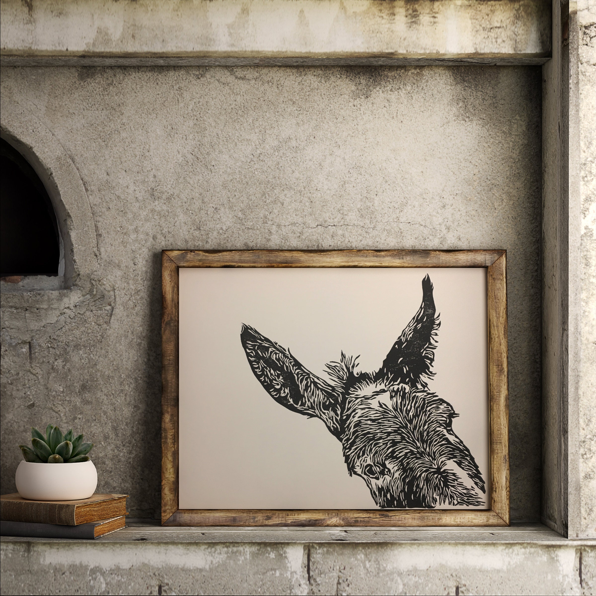 Original Donkey Linocut Art Print - Etsy