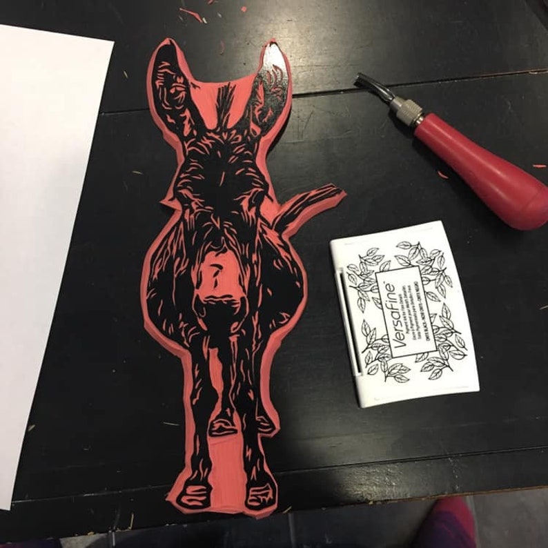 Original Donkey Linocut Art Print - Etsy