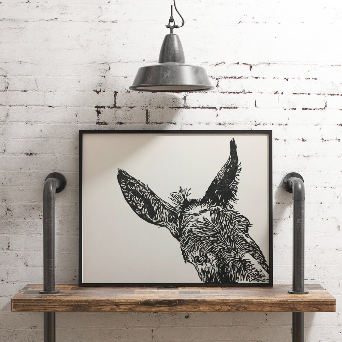Original Donkey Linocut Art Print - Etsy